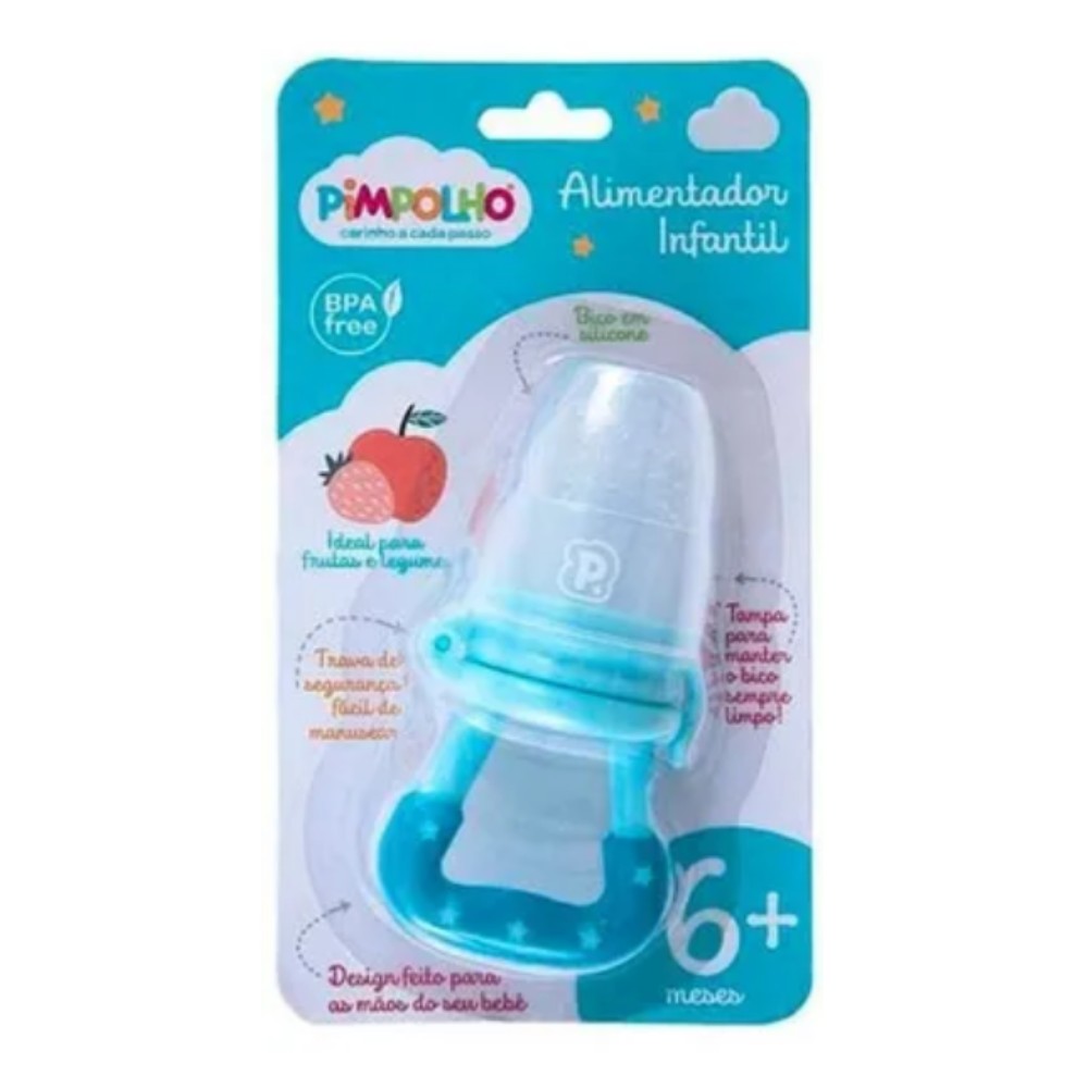 Alimentador Infantil Bebê Pimpolho Silicone 6M Azul 88991 - Lari Moon
