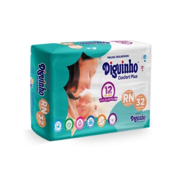 Fralda Descartavel Infantil Diguinho Plus RN - 32 Unidades - Lari Moon