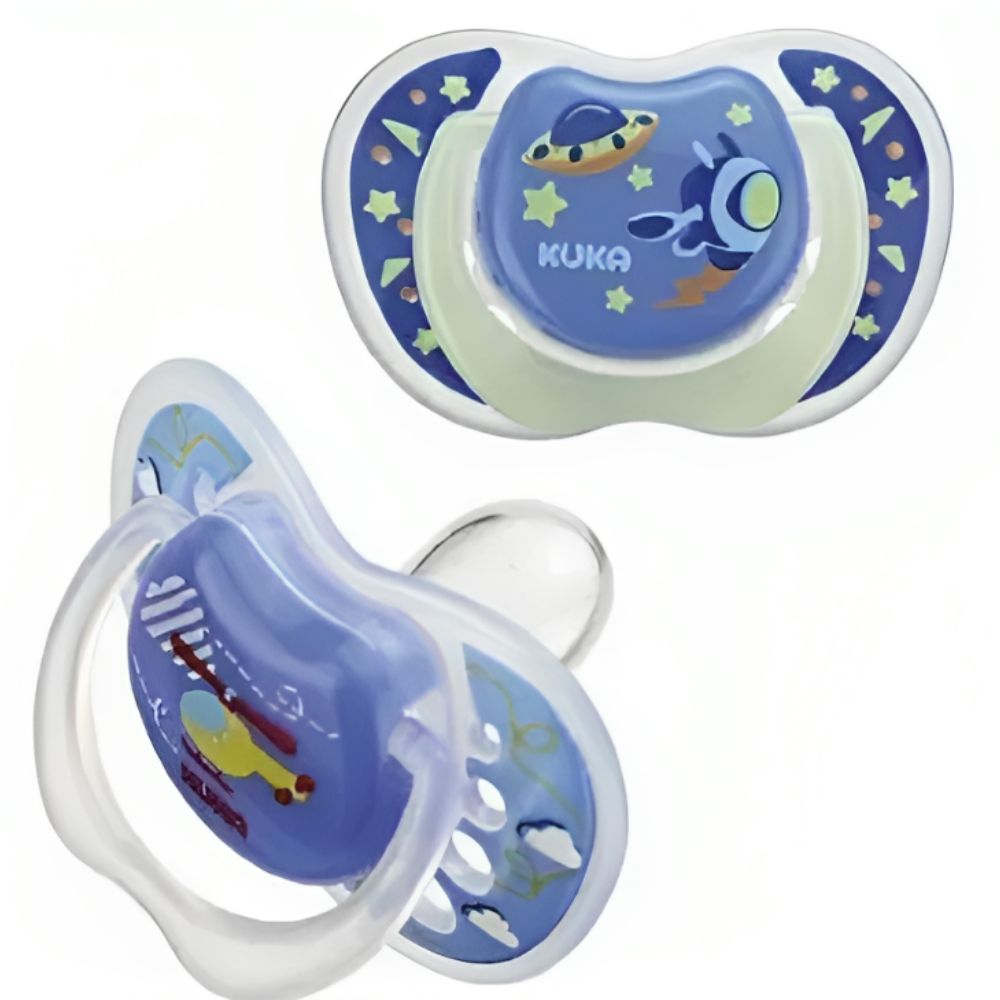 Kit Chupeta Kuka Lumina Azul 0-6m Ortodontico 2091 - Lari Moon