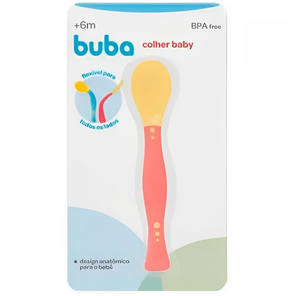 Colher Flexivel Para Bebe 6m+ Buba Vermelho/Azul 5248 - Lari Moon